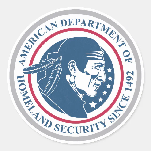Homeland Security, Native American Classic Round Sticker | Zazzle