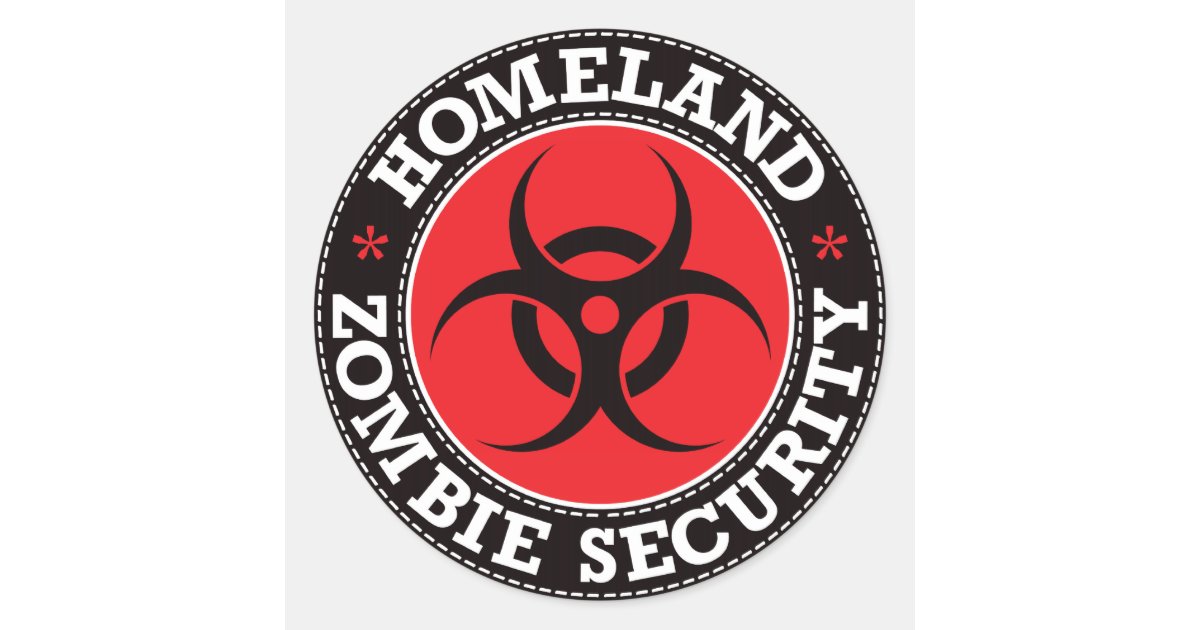 Homeland Zombie Security - Red B Classic Round Sticker | Zazzle