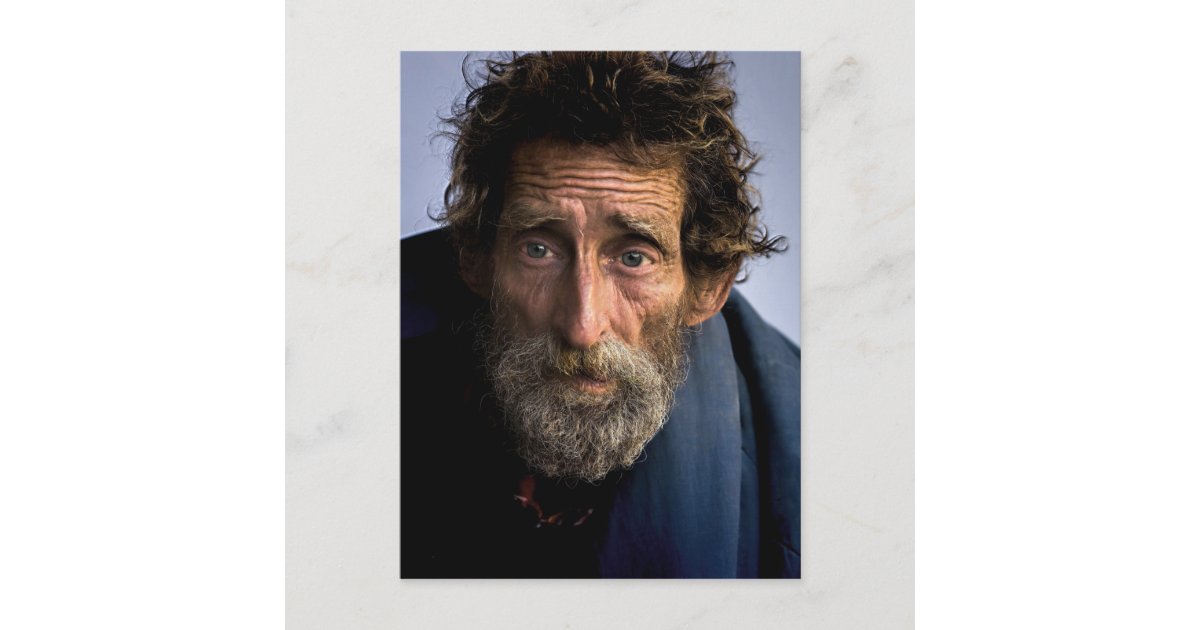Homeless and Helpless Bearded Man Postcard | Zazzle