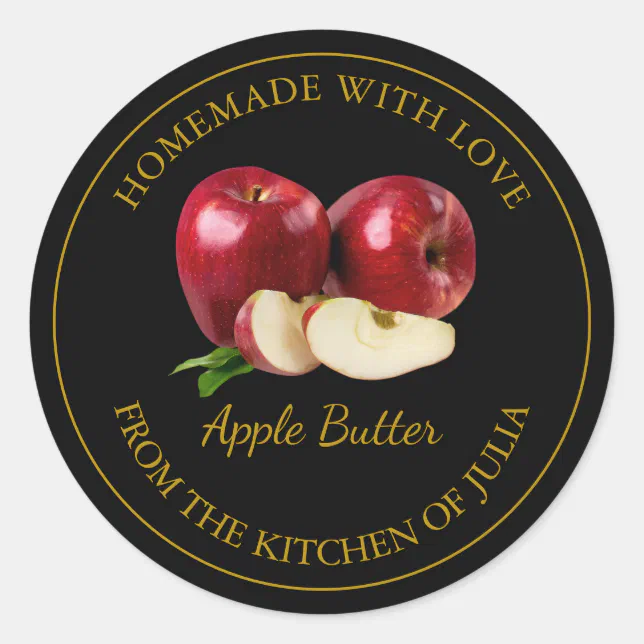 Homemade Apple Butter Label | Black | Zazzle