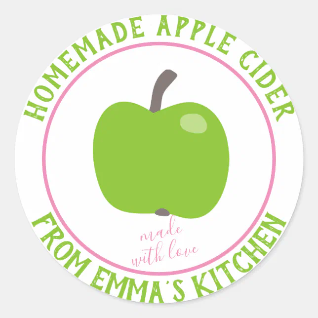 Homemade Apple Cider - Made with love Classic Round Sticker | Zazzle