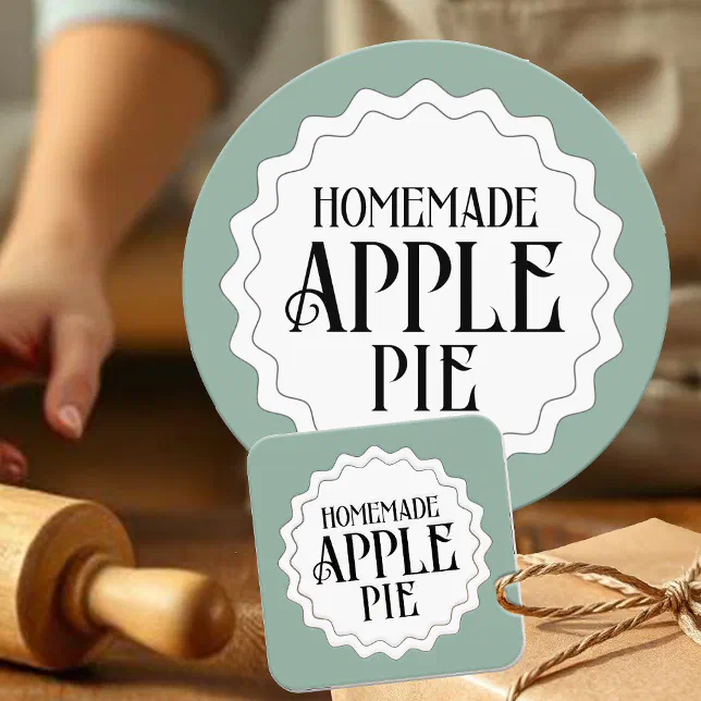 Homemade Apple Pie with Fluted Edge Label Border | Zazzle