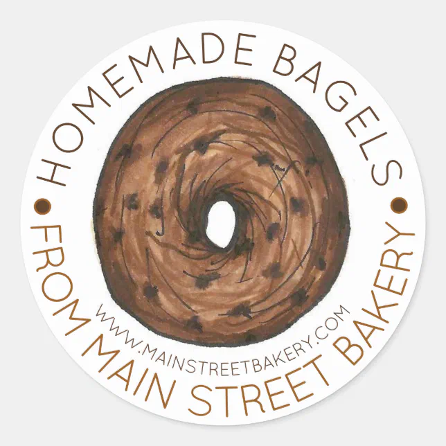 Homemade Bagels Bakery Baked Made with Love By Classic Round Sticker ...