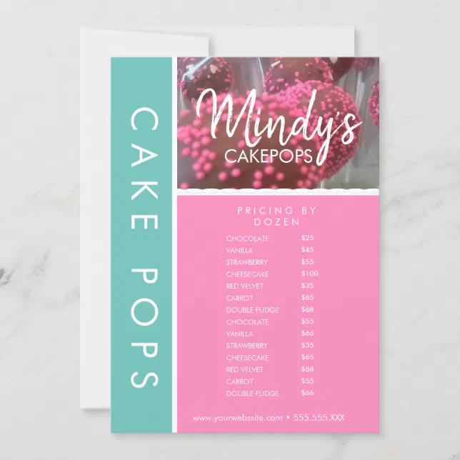 Homemade Bakery Cakepops Flyer Pricing List Invitation | Zazzle