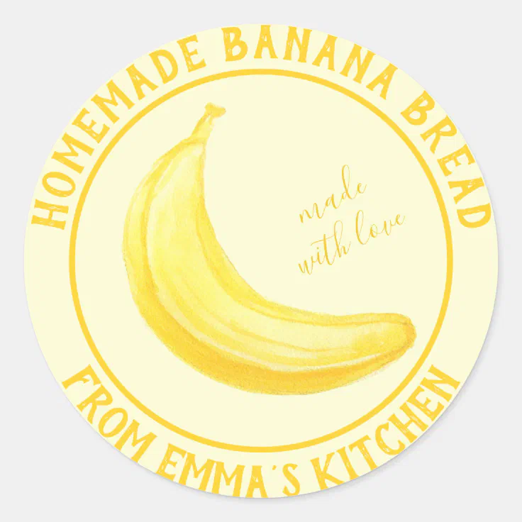 Homemade Banana Bread - Made with love Classic Round Sticker | Zazzle