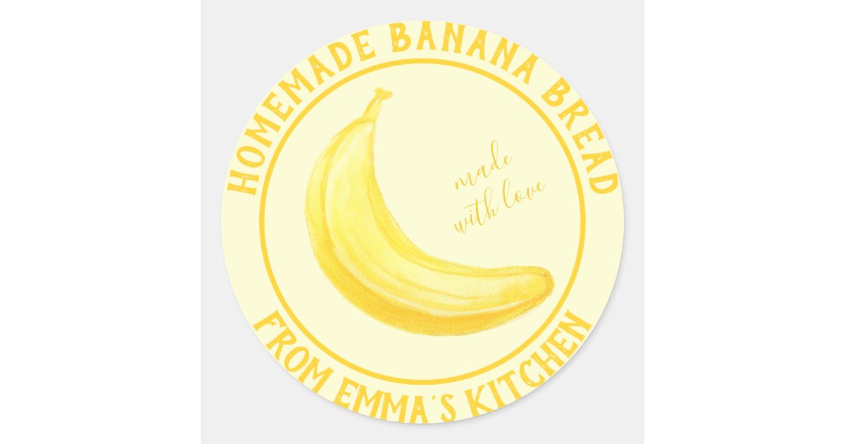 Homemade Banana Bread - Made with love Classic Round Sticker | Zazzle