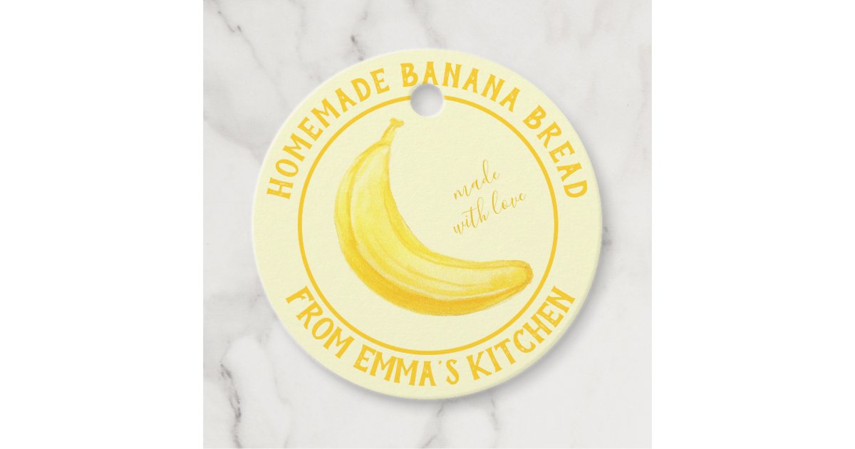 Homemade Banana Bread - Made with love Favor Tags | Zazzle