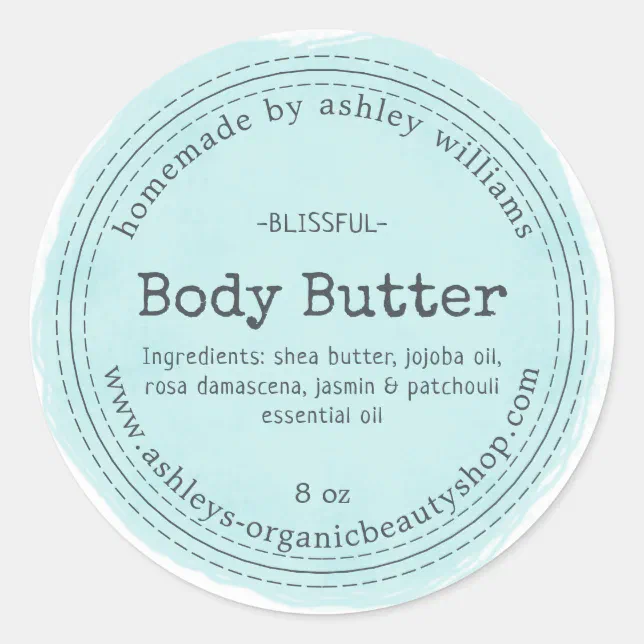 Homemade Body Butter Blue Organic Business Label | Zazzle