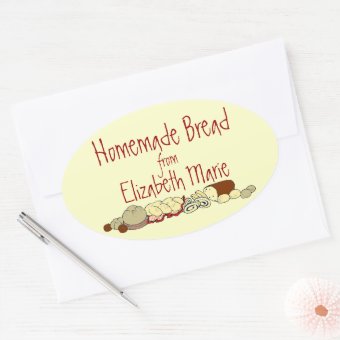 Homemade Bread Personalize It Oval Sticker | Zazzle