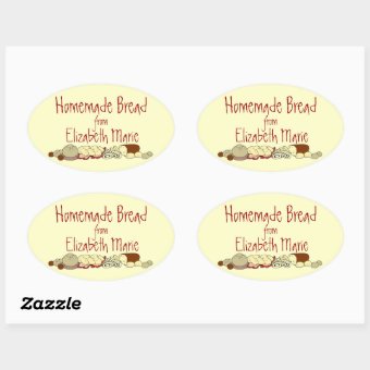 Homemade Bread Personalize It Oval Sticker | Zazzle