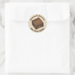 Homemade Brownies Personalized Baked By Kitchen Classic Round Sticker ...