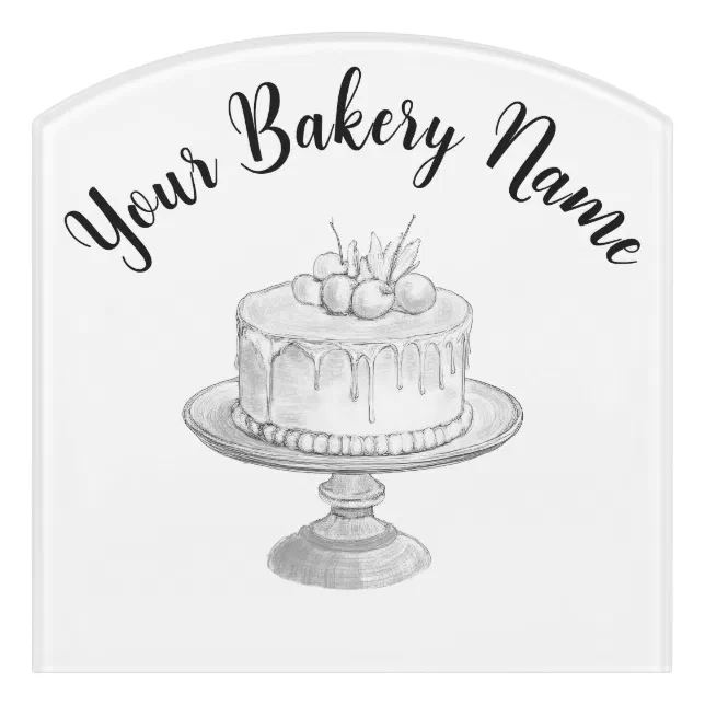 Homemade Cake Business Name and Custom Logo Door Sign | Zazzle