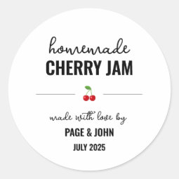 Homemade Cherry Jam Jar Label Sticker | Zazzle