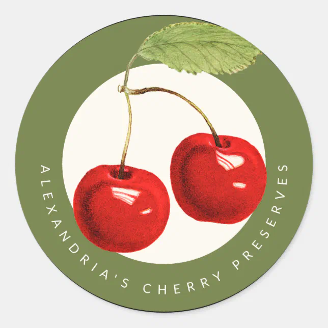 Homemade Cherry Preserves or Jelly Classic Round Sticker | Zazzle