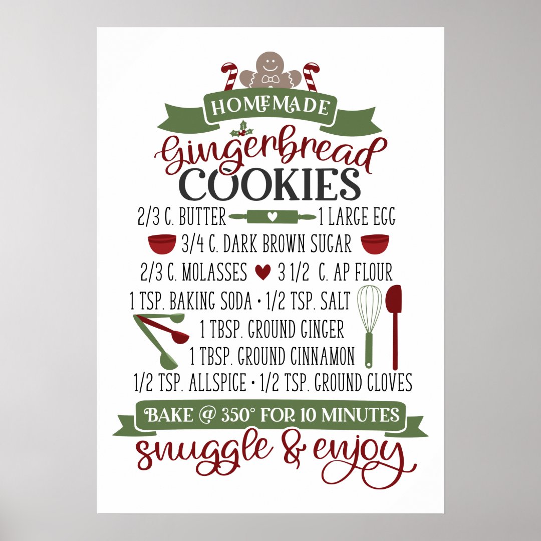 homemade Christmas gingerbread cookies kitchen Poster | Zazzle