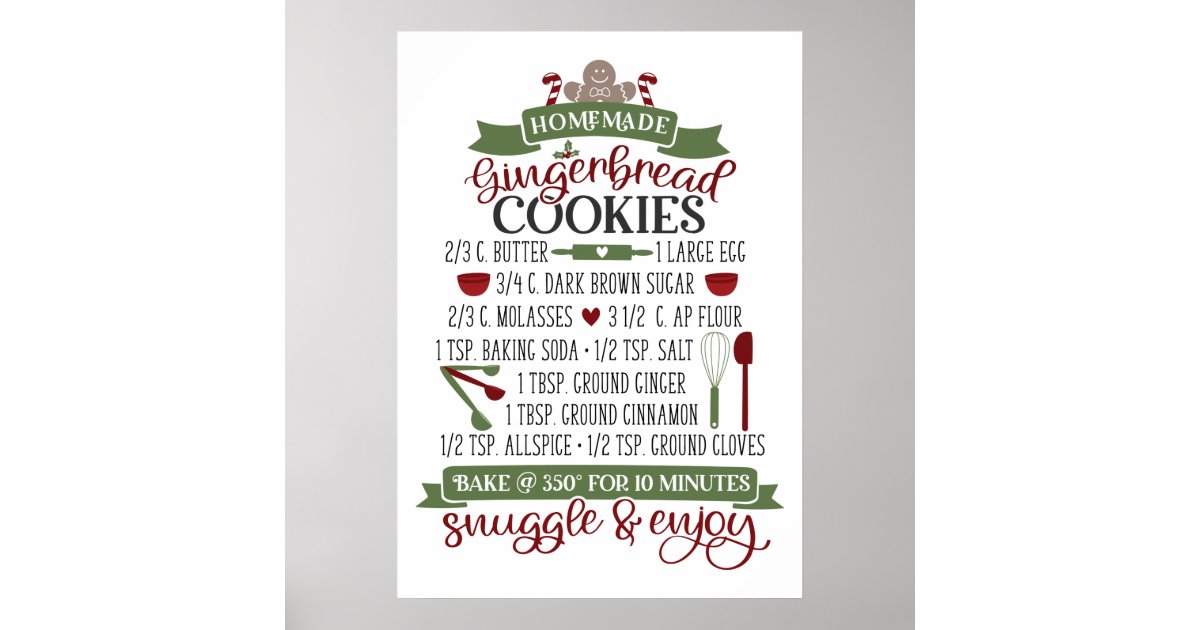 homemade Christmas gingerbread cookies kitchen Poster | Zazzle