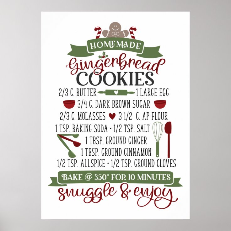 homemade Christmas gingerbread cookies kitchen Poster | Zazzle