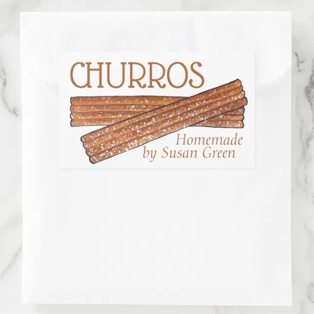 Homemade Churros Fried Churro Pastry Made By Rectangular Sticker | Zazzle