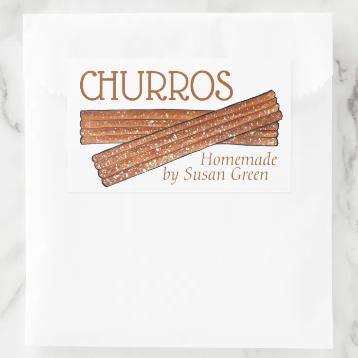 Homemade Churros Fried Churro Pastry Made By Rectangular Sticker | Zazzle
