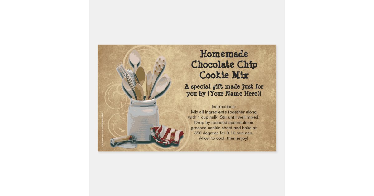 Homemade Cookie Mix Gift Jar Labels, Personalized Rectangular Sticker ...