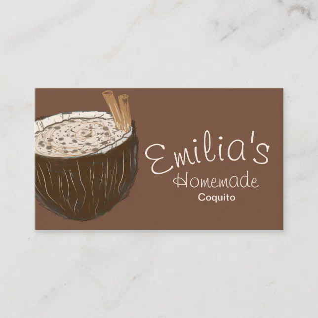 Homemade Coquito Hand Drawn Logo Business Card | Zazzle