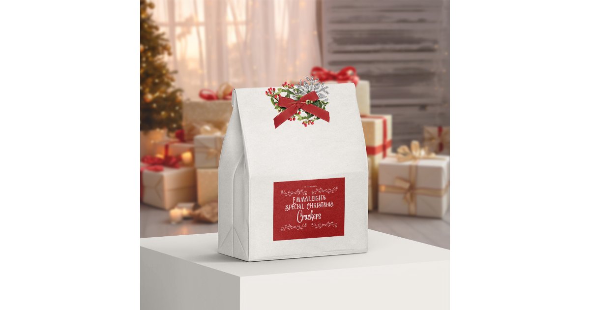 Homemade Crackers Aesthetic Red Food Label | Zazzle