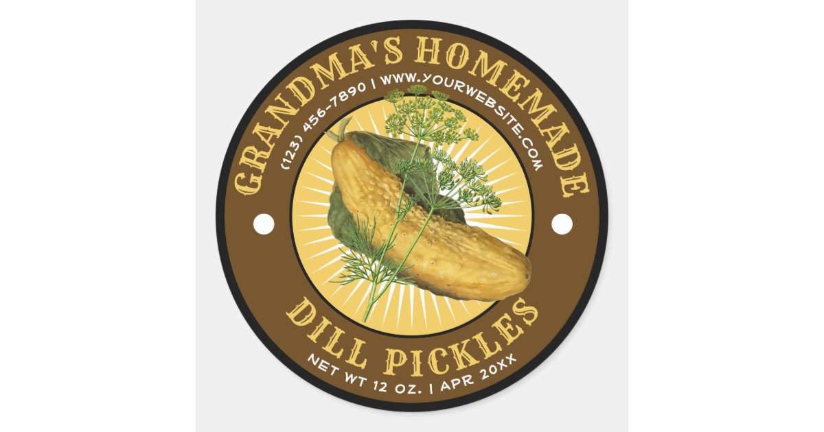 Homemade Dill Pickles Antique Label Template | Zazzle