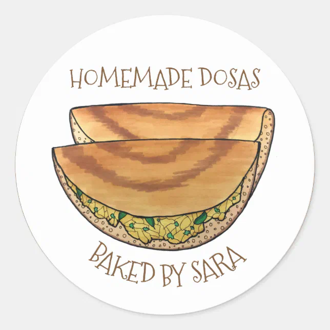 Homemade Dosas Indian Masala Dosa Baked By Classic Round Sticker | Zazzle