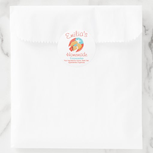 Homemade Empanadas Business Hand Drawn Logo Classic Round Sticker | Zazzle