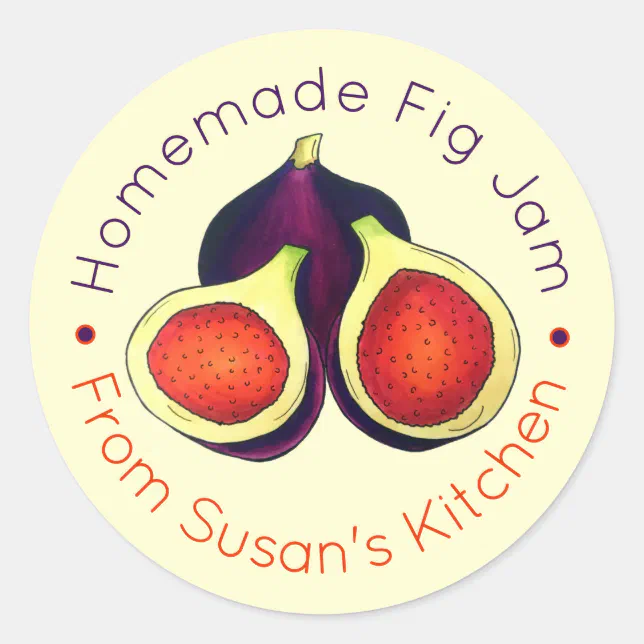 Homemade Fig Jam Jelly Preserves Figs Canned By Classic Round Sticker ...