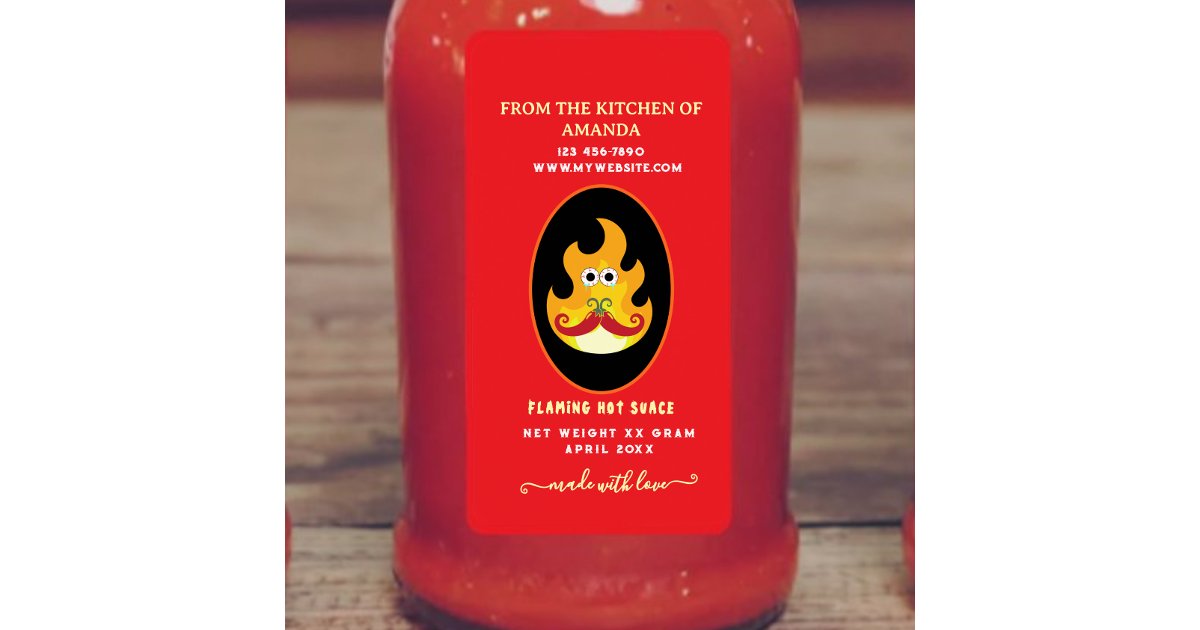 Homemade Flaming Custom Hot Sauce Label | Zazzle