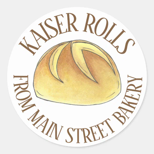 Homemade Fresh Baked Bakery Kaiser Bread Rolls Classic Round Sticker ...