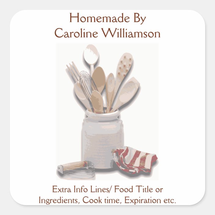Homemade From Kitchen of Custom Baker Food Cook Square Sticker | Zazzle.com
