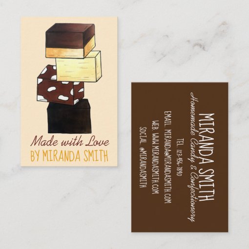 Homemade Fudge Candy Confectionery Made Baked By Business Card | Zazzle
