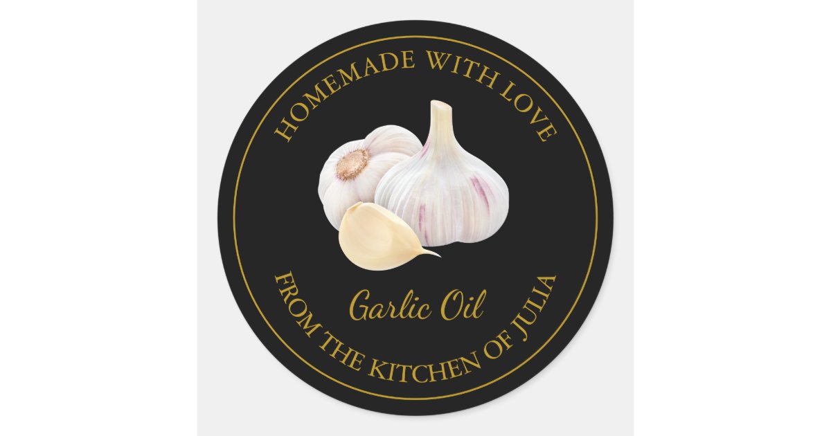 Homemade Garlic Oil Label | Black | Zazzle