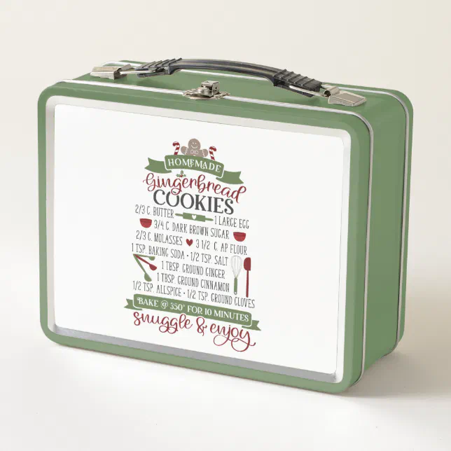 Homemade Gingerbread cookie recipe Metal Lunch Box | Zazzle