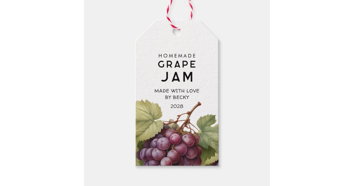 Homemade grape jam Pantry Labels with red grapes | Zazzle