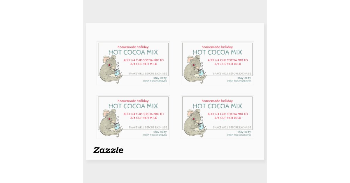 Homemade Holiday Hot Cocoa Jar Label | Zazzle