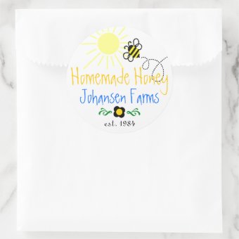 Homemade Honey - Personalized Classic Round Sticker | Zazzle