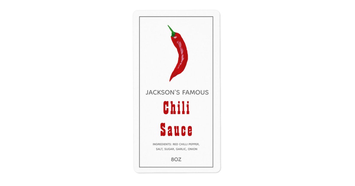 Homemade Hot Sauce | Chili Sauce Label | Zazzle