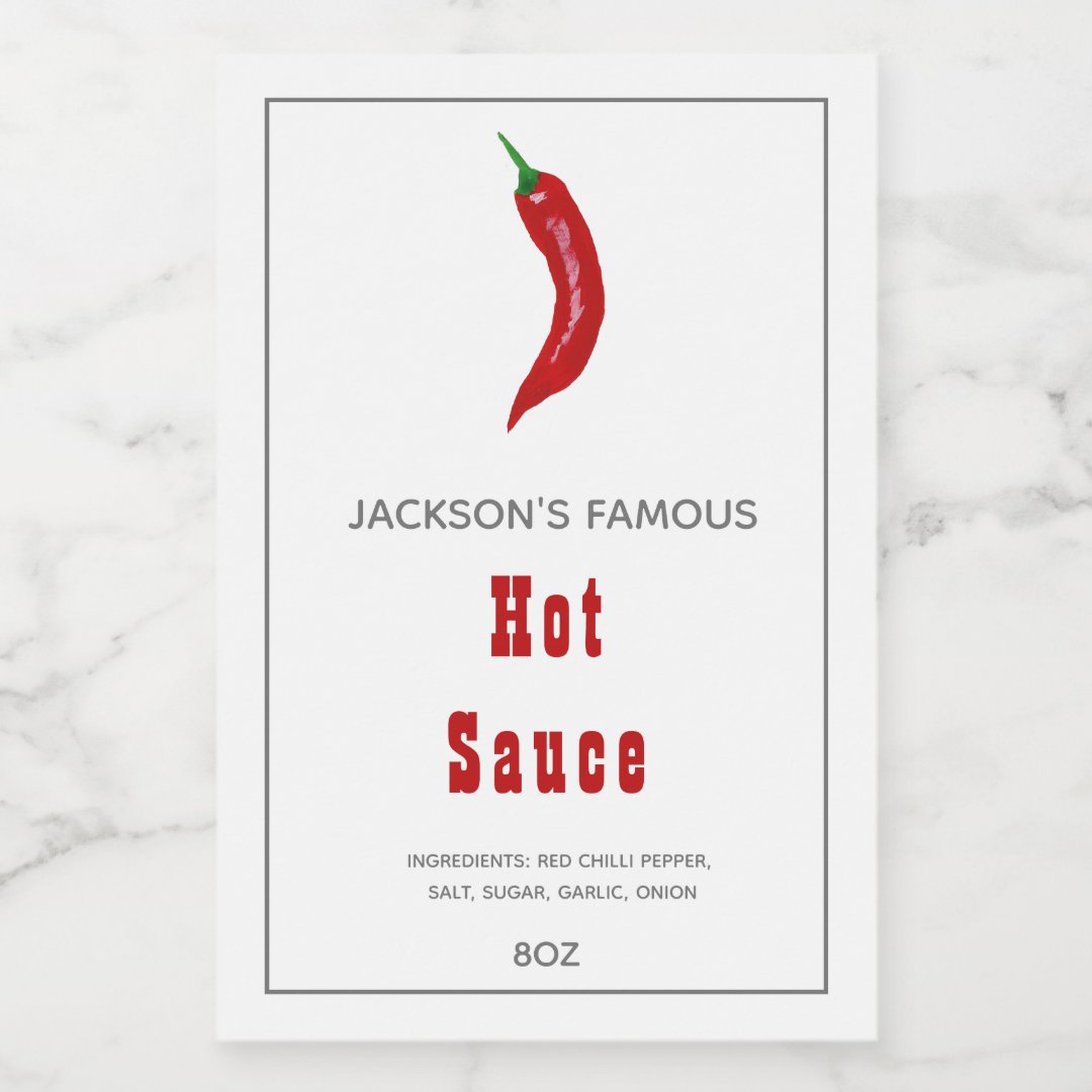 Homemade Hot Sauce | Chilli Sauce Label | Zazzle