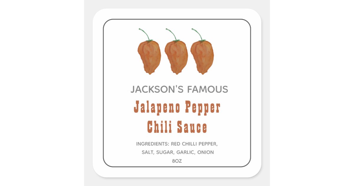 Homemade Hot Sauce Jalapen Pepper Chili Sauce Lab Square Sticker | Zazzle
