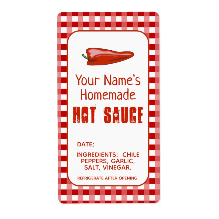Homemade Hot Sauce Label Chili Pepper Personalized | Zazzle