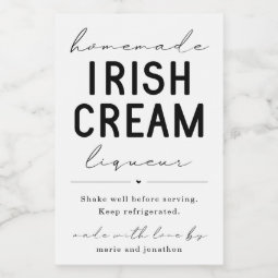 Homemade Irish Cream Liqueur Bottle Label | Zazzle