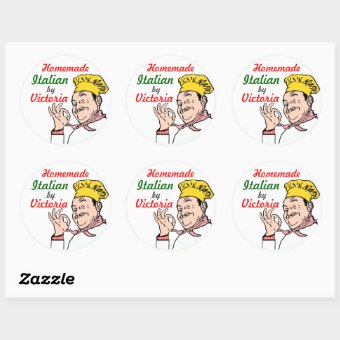Homemade Italian Chef-Personalize It! Classic Round Sticker | Zazzle