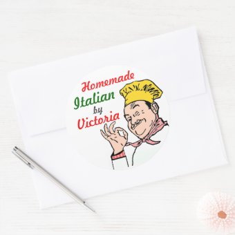 Homemade Italian Chef-Personalize It! Classic Round Sticker | Zazzle