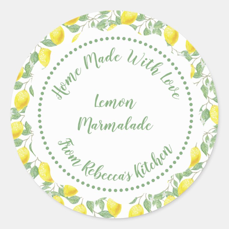 Homemade Jam Canning Label |Lemon Pattern | Zazzle