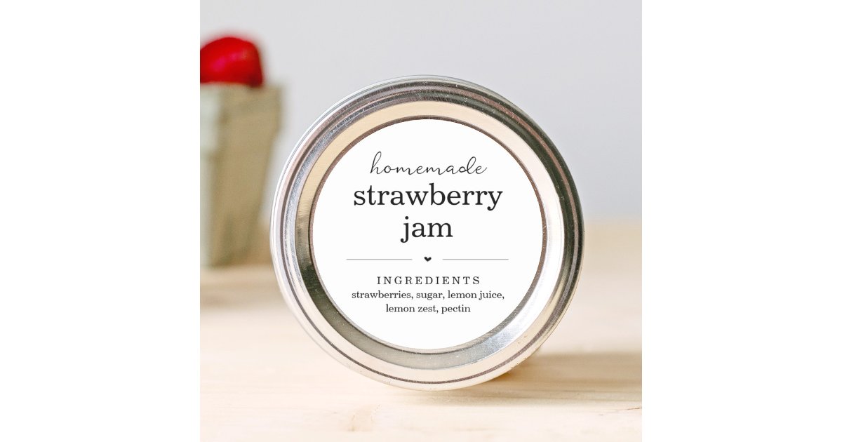Homemade Jam / Food Canning Jar Label Sticker | Zazzle