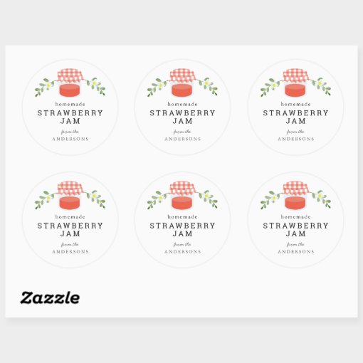 Homemade Jam Jar Floral White Classic Round Sticker | Zazzle