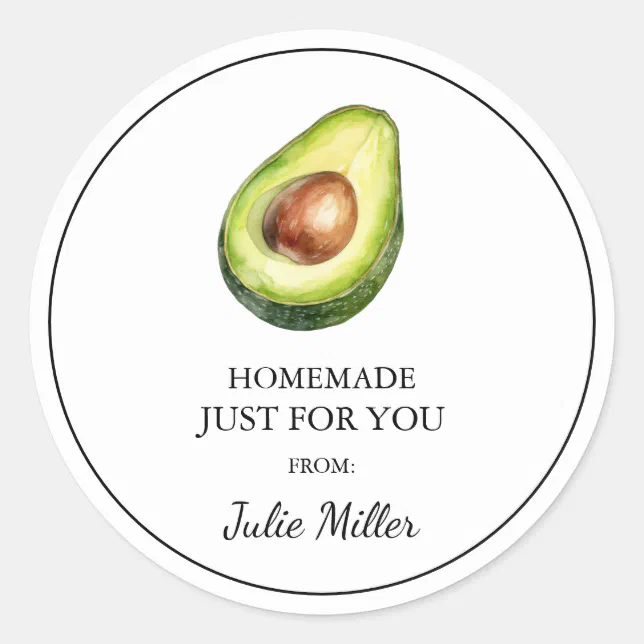 Homemade just for you avocado label | Zazzle